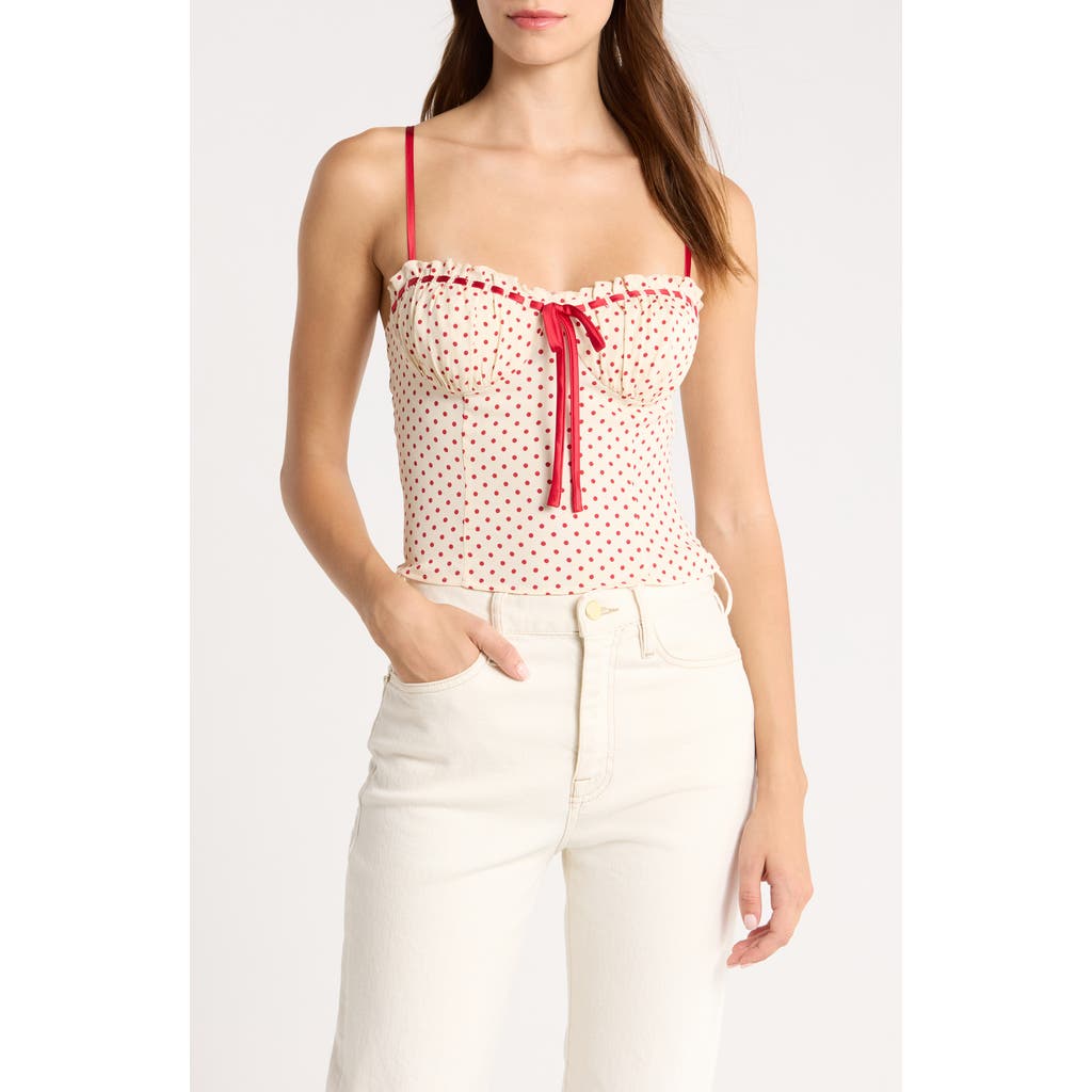REFORMATION Reformation Andrea Polka Dot Strappy Crop Top